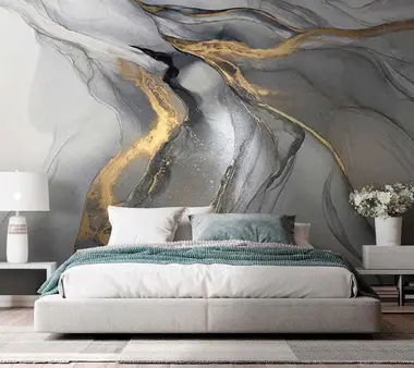 Wall mural Grey-gold marble | Uwalls.com