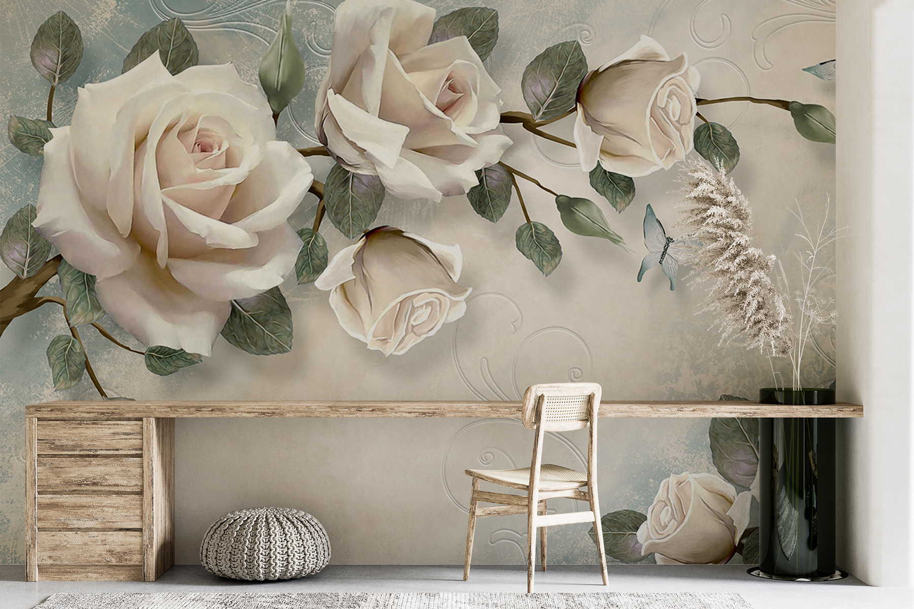 Wall Mural Photo Wallpaper Cream roses Nr. u31353 | Uwalls