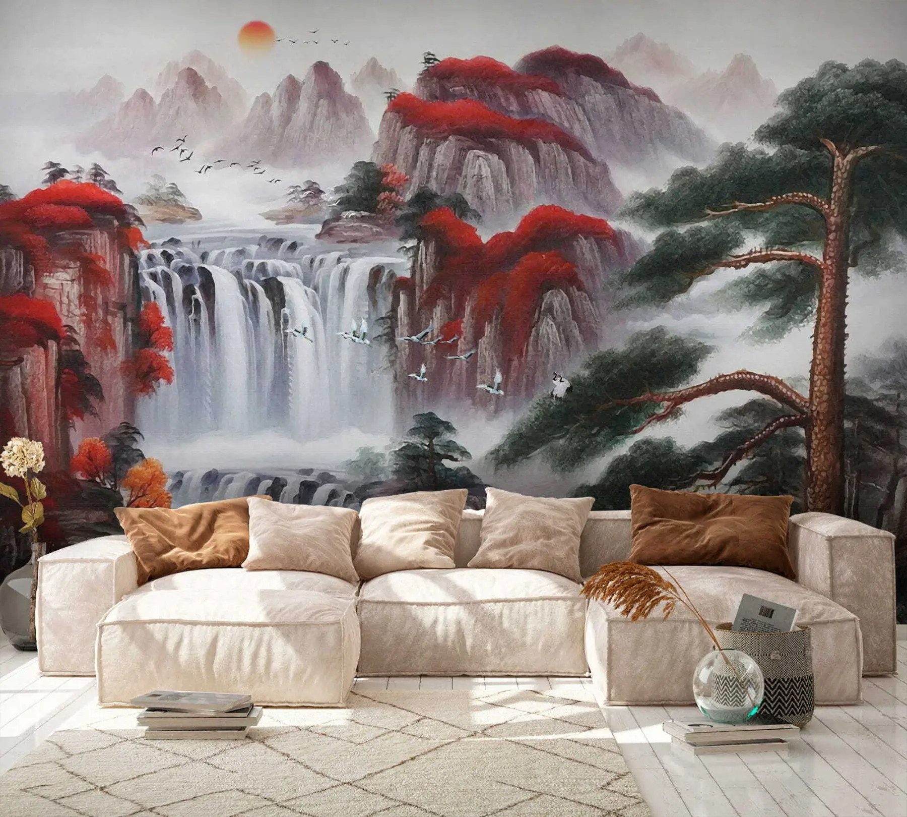 Asian Style Wall Murals for Living Room - shop unique mural wallpaper ...