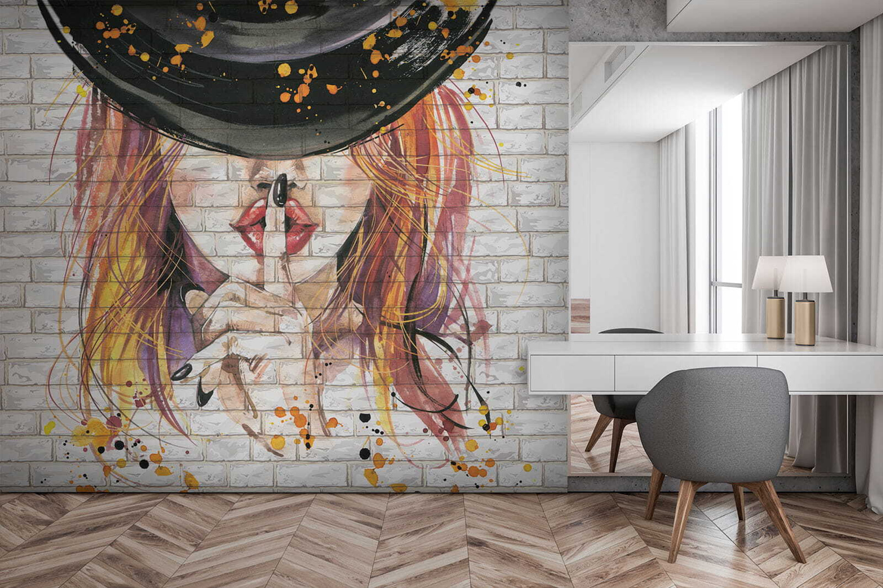 Wall Mural Photo Wallpaper Girl with watercolors Nr. u67648 | Uwalls