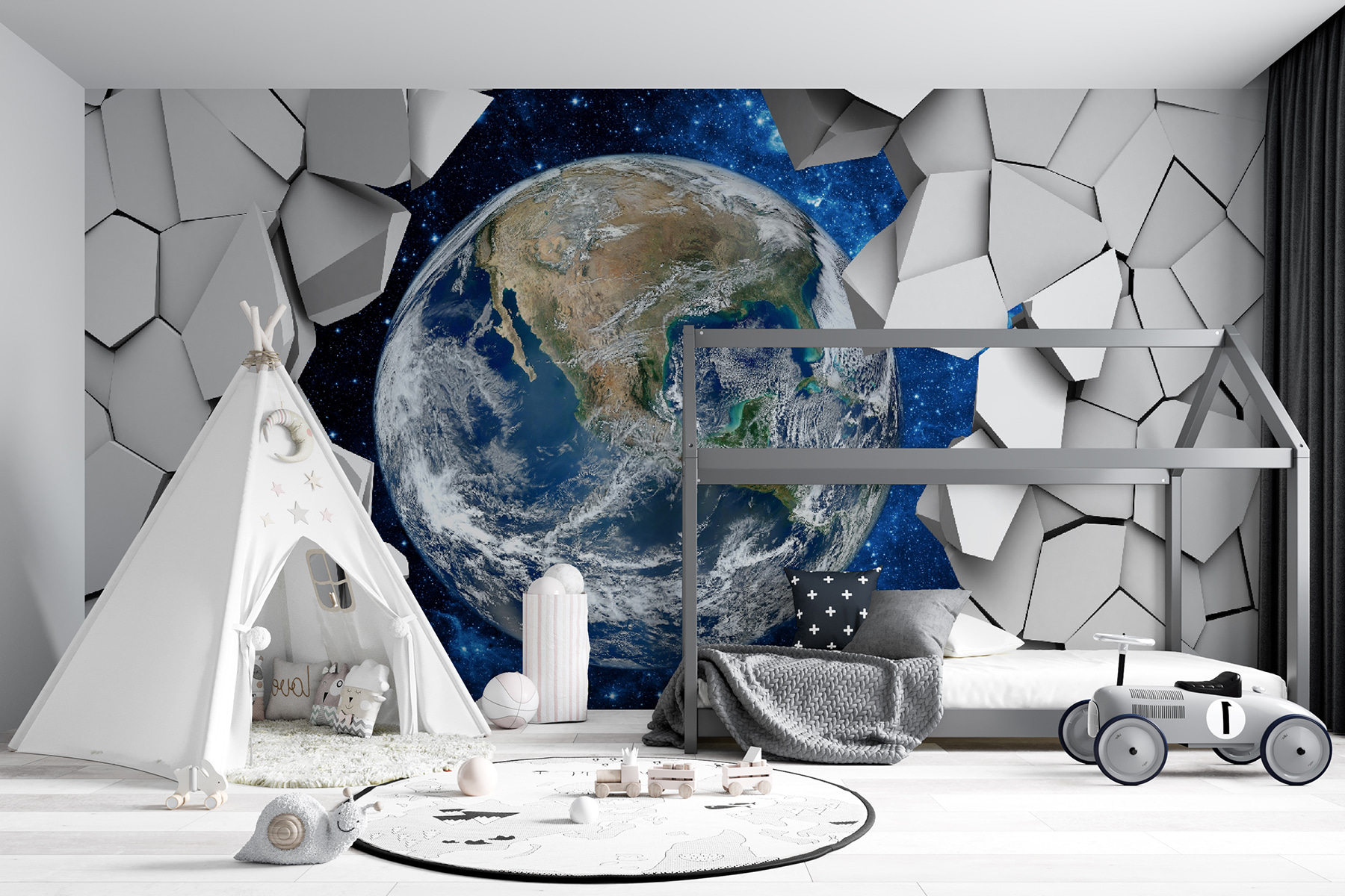 Wall Mural Photo Wallpaper 3D 3D wall and planet Nr. u77808 | Uwalls