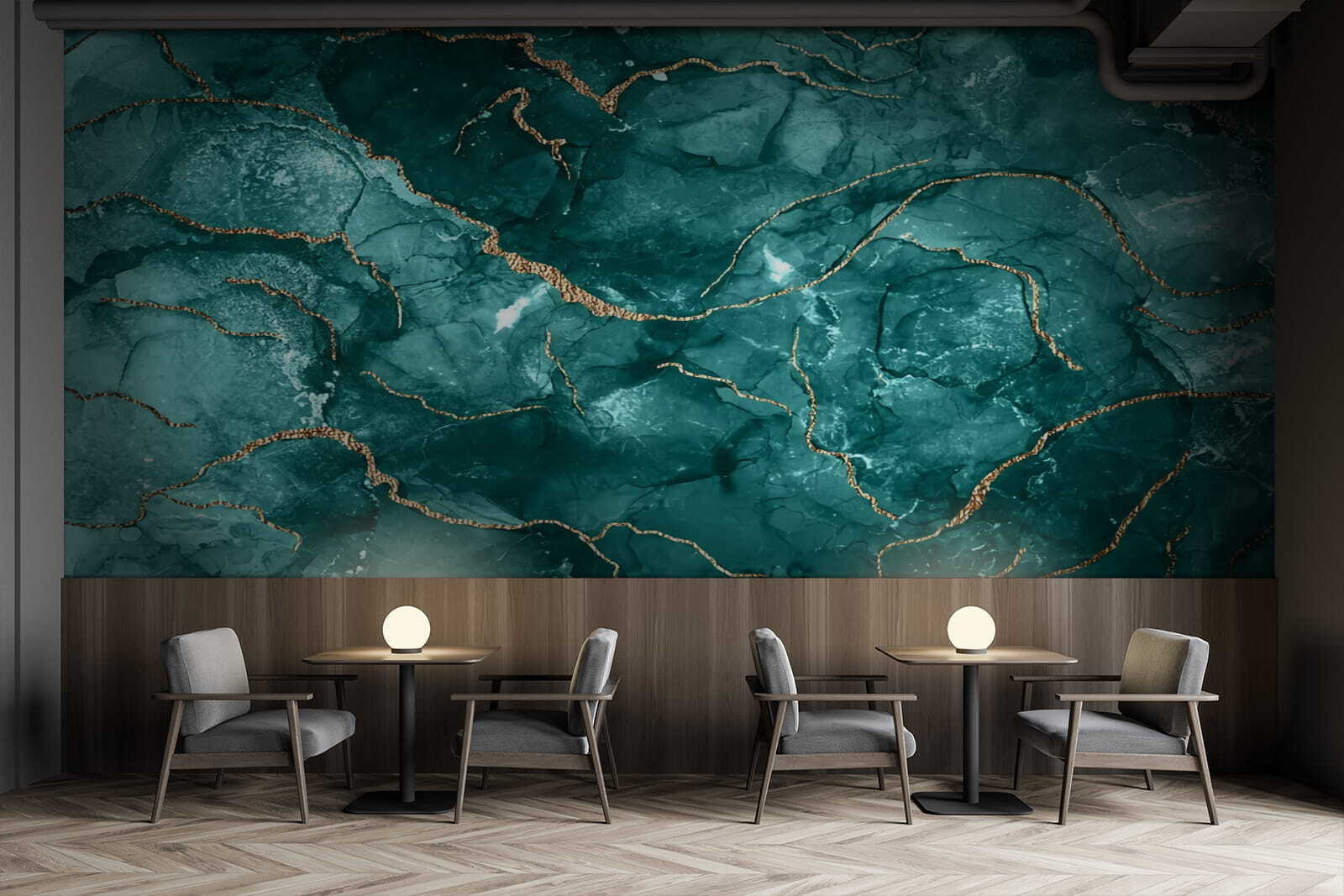 Wall Mural Photo Wallpaper Emerald fluid with gold Nr. u70782 | Uwalls