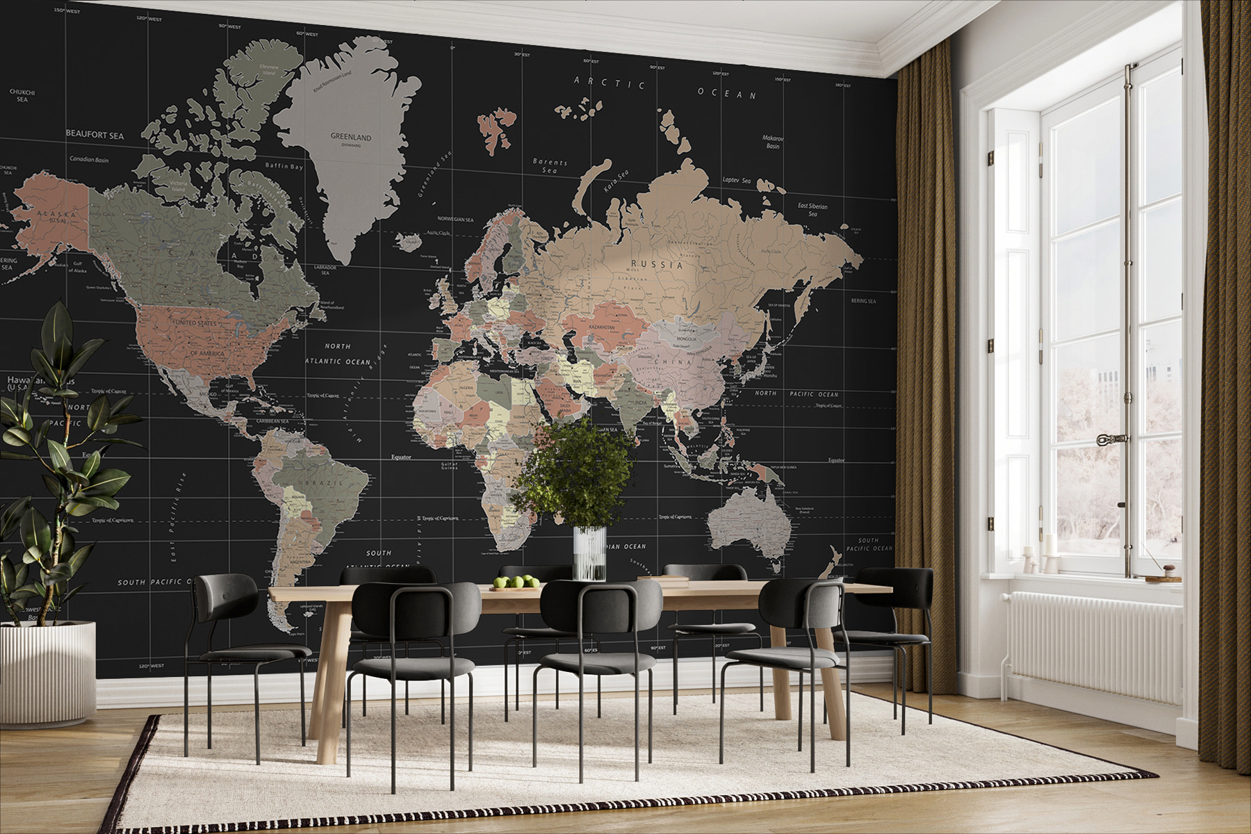 Wall Mural Photo Wallpaper Detailed map of the world Nr. u99477 | Uwalls