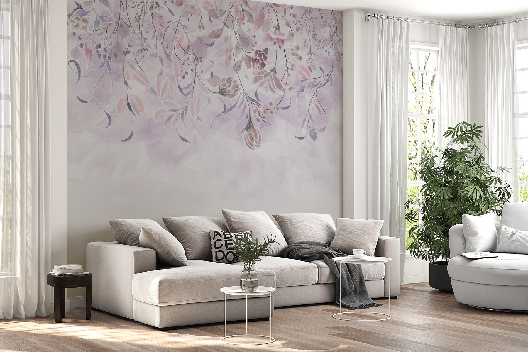 Wall mural Delicate flowers in purple colors | Uwalls.com
