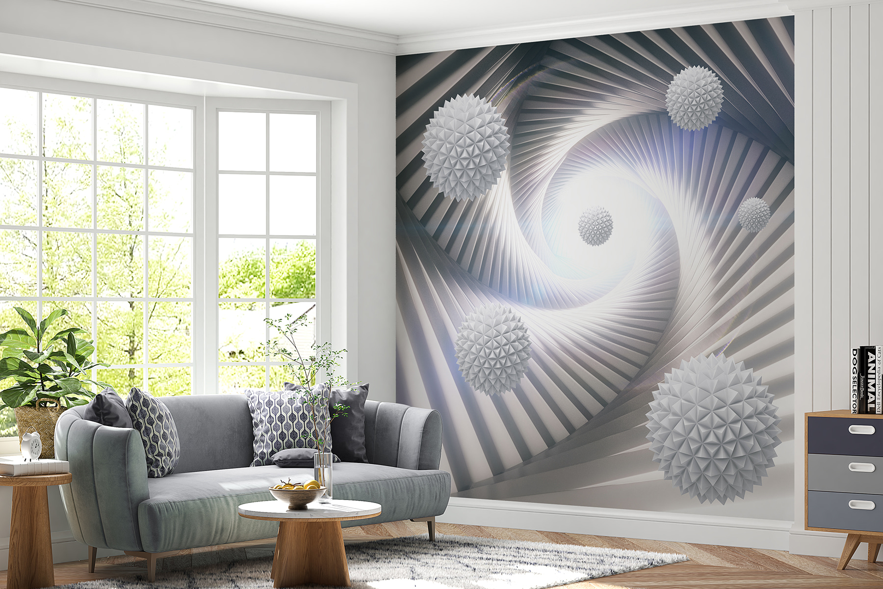 Wall Mural Photo Wallpaper 3D 3D tunnel and spheres Nr. u03120d1 | Uwalls