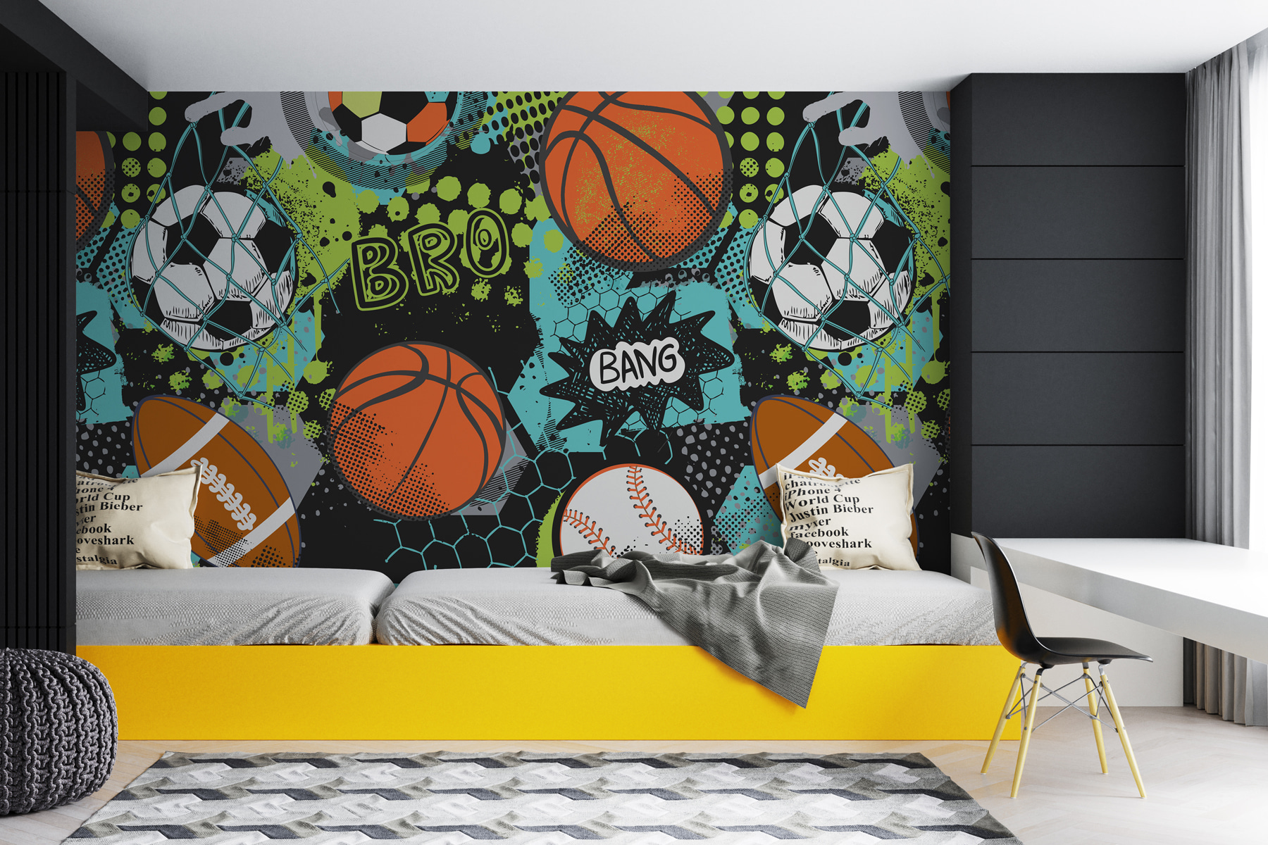 Wall Mural Photo Wallpaper Abstraction with sports balls Nr. u99729 ...