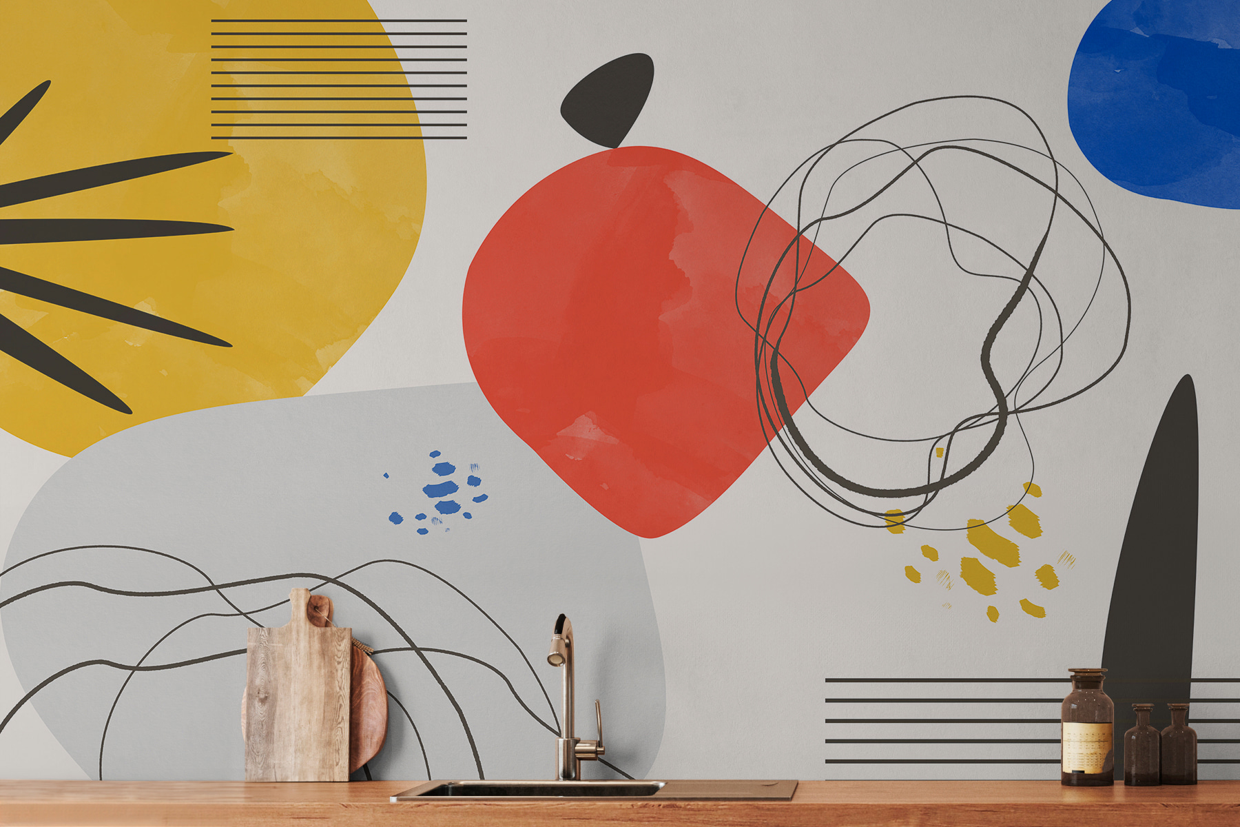 Wall mural Abstraction modern, bright spot, boho, geometry, topography ...