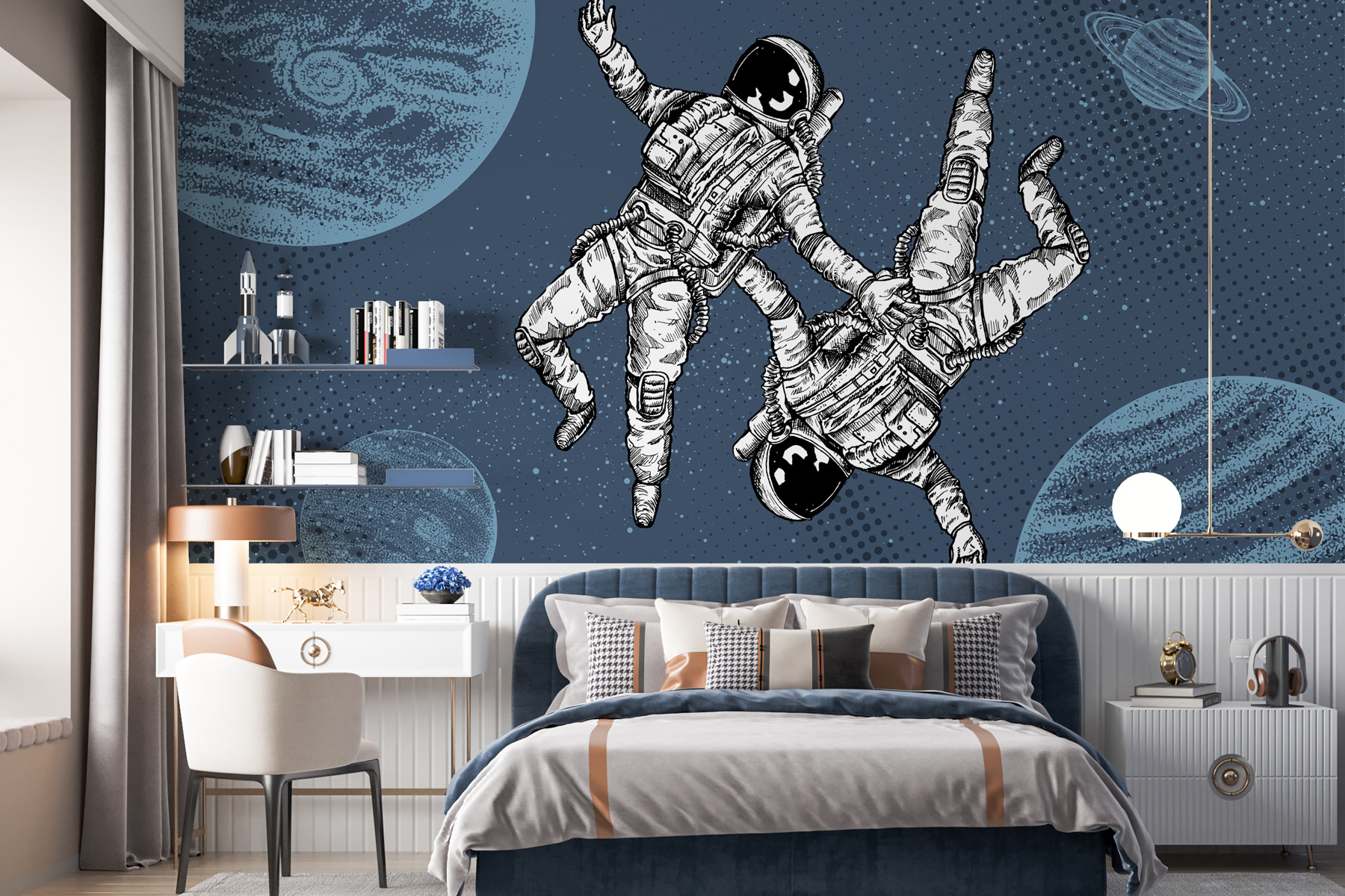 Wall Mural Photo Wallpaper Astronauts in space among the planets Nr ...