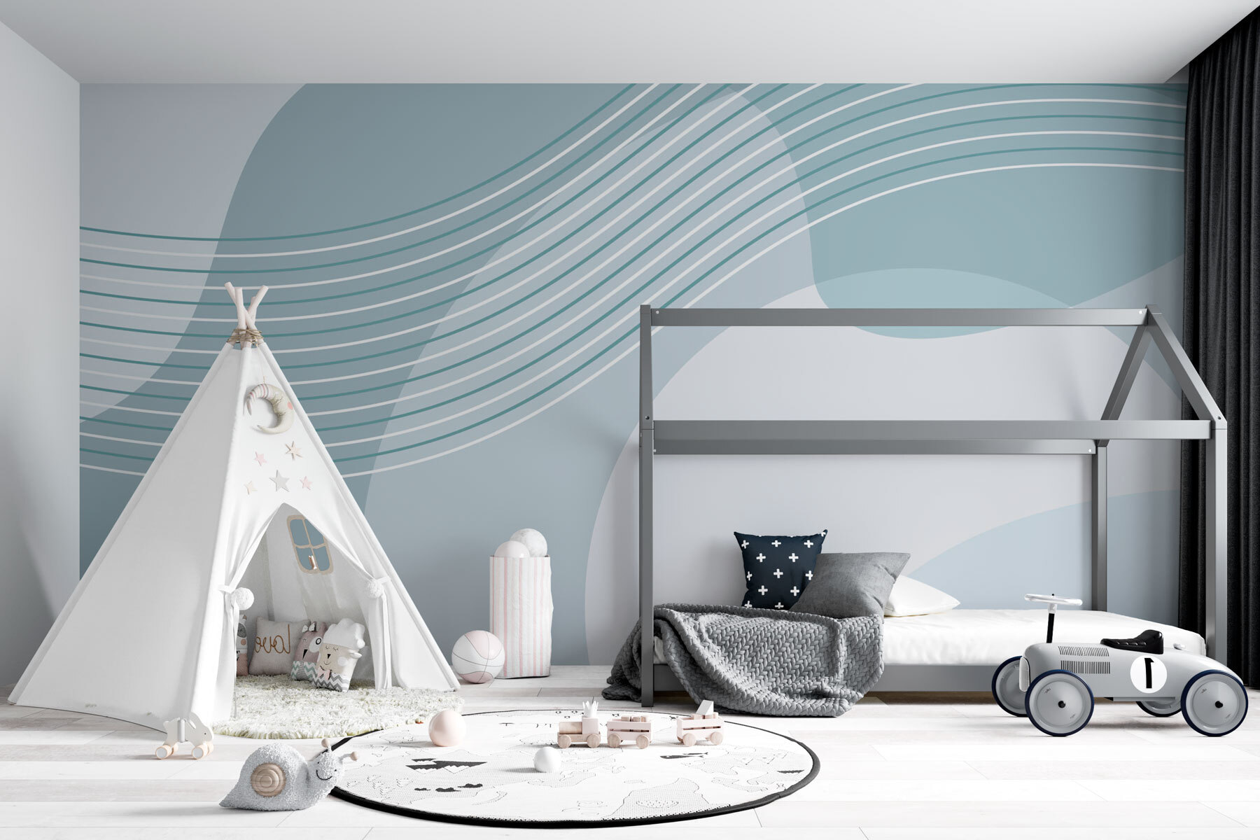 Wall mural Geometric shapes new trend blue color | Uwalls.com