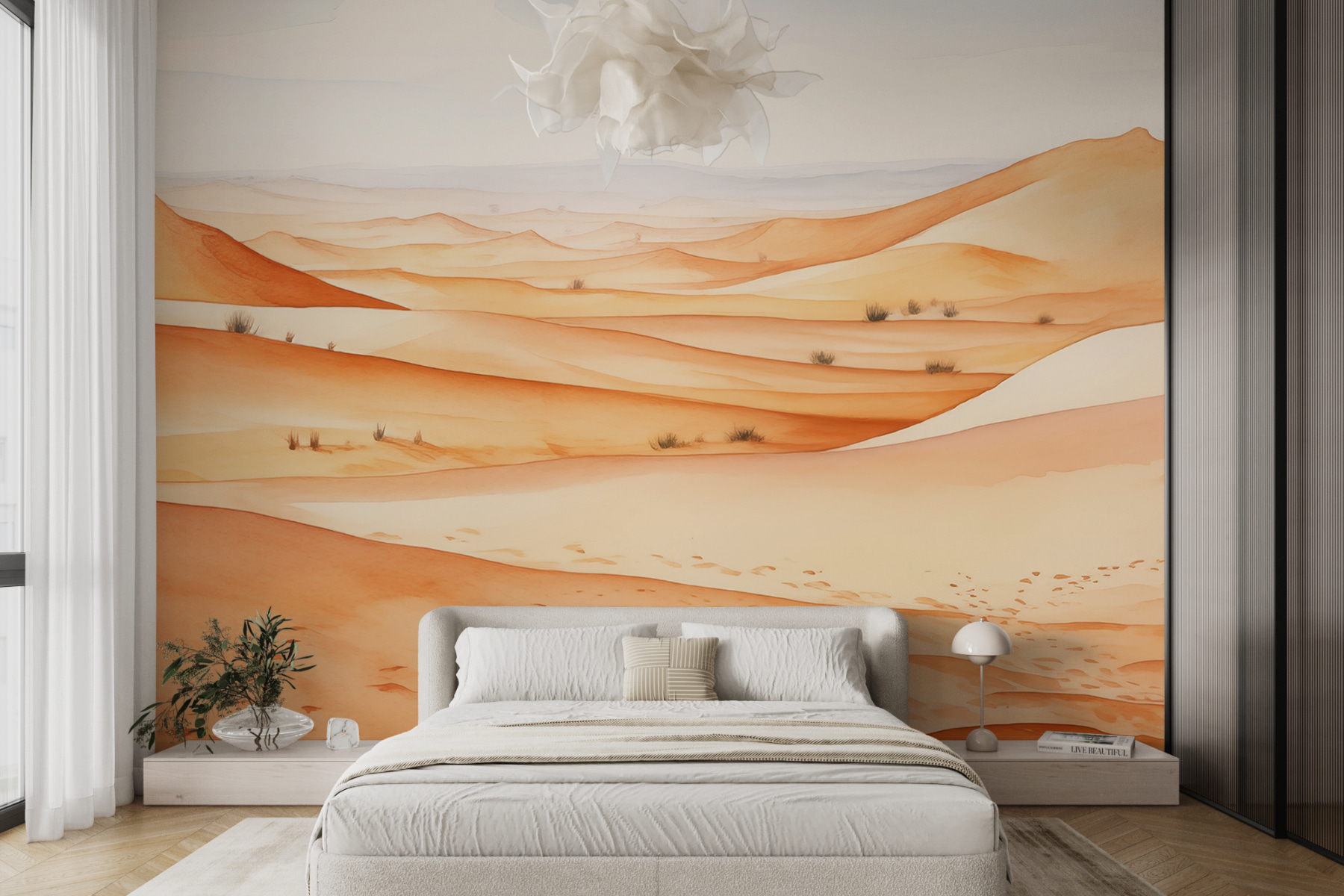 Wall mural Dunes in the desert, sand watercolor landscape landscape ...