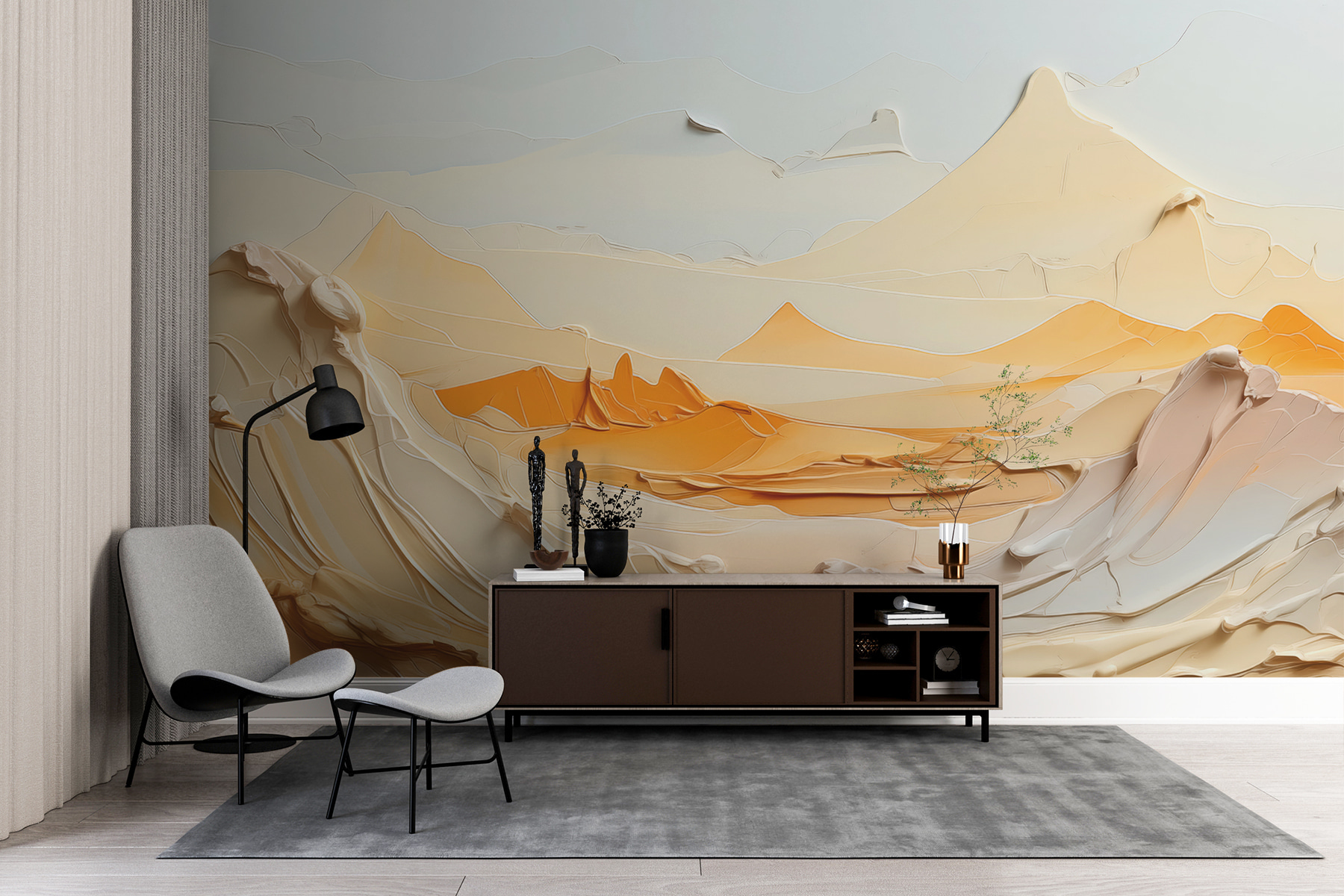 Wall mural Mountains volumetric relief abstraction imitation of oil ...
