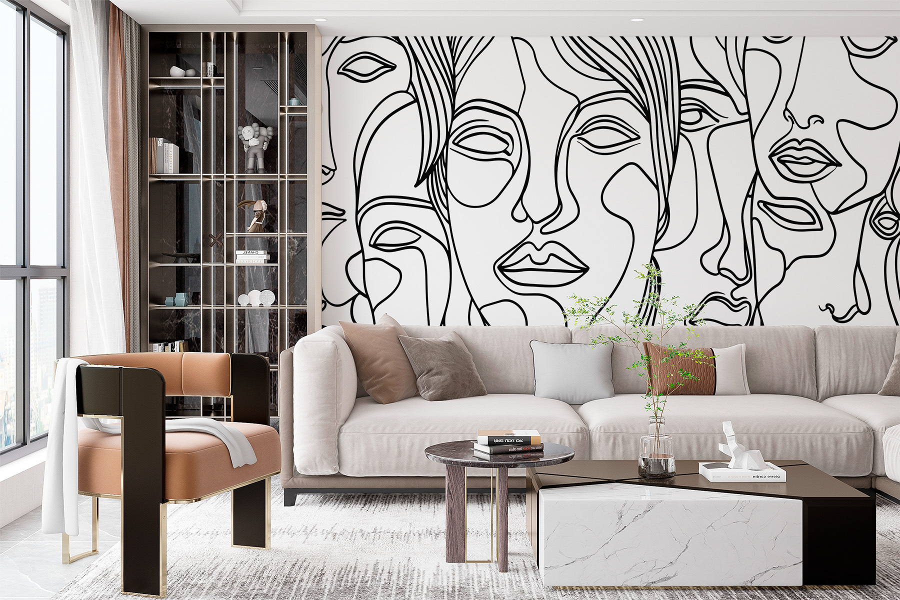 Wall mural Abstract faces | Uwalls.com