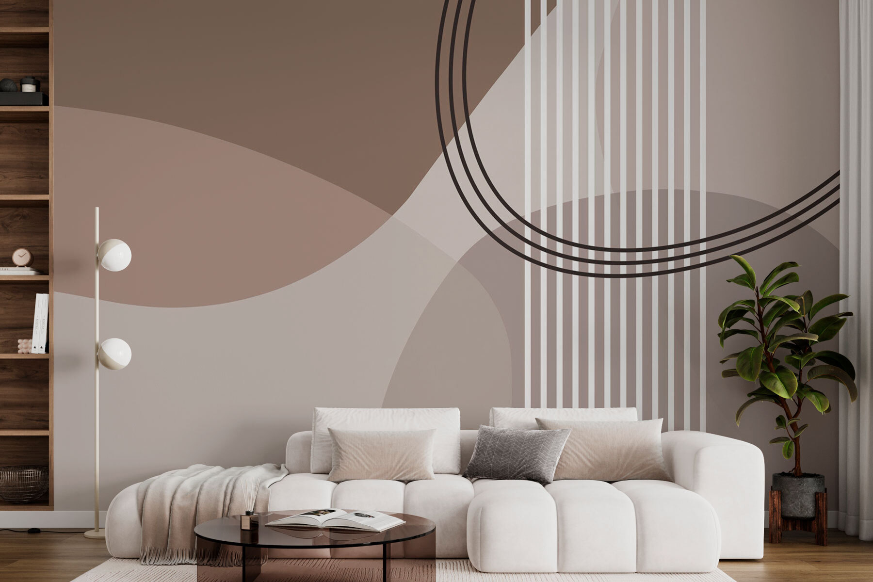 Wall mural Geometric abstraction line and circle minimalism modern ...