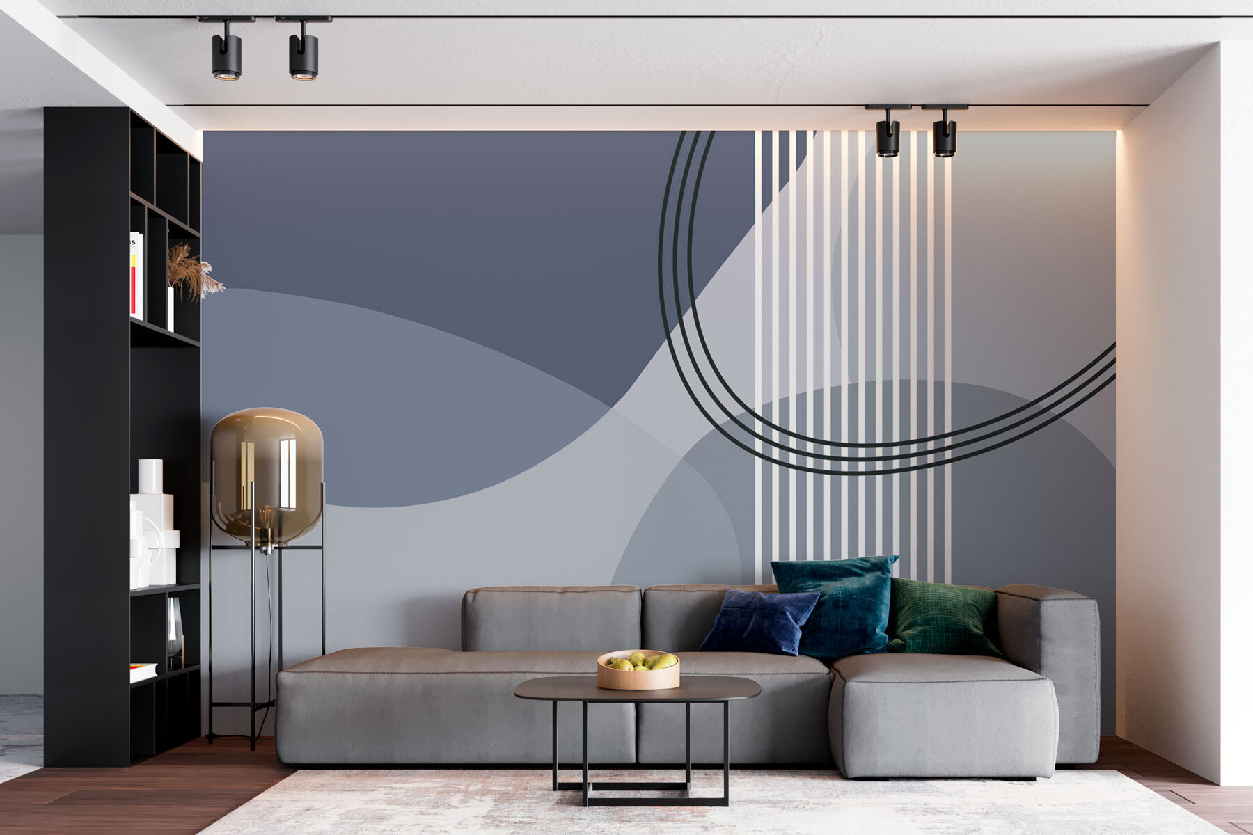 Wall mural Geometric abstraction line and circle minimalism modern ...