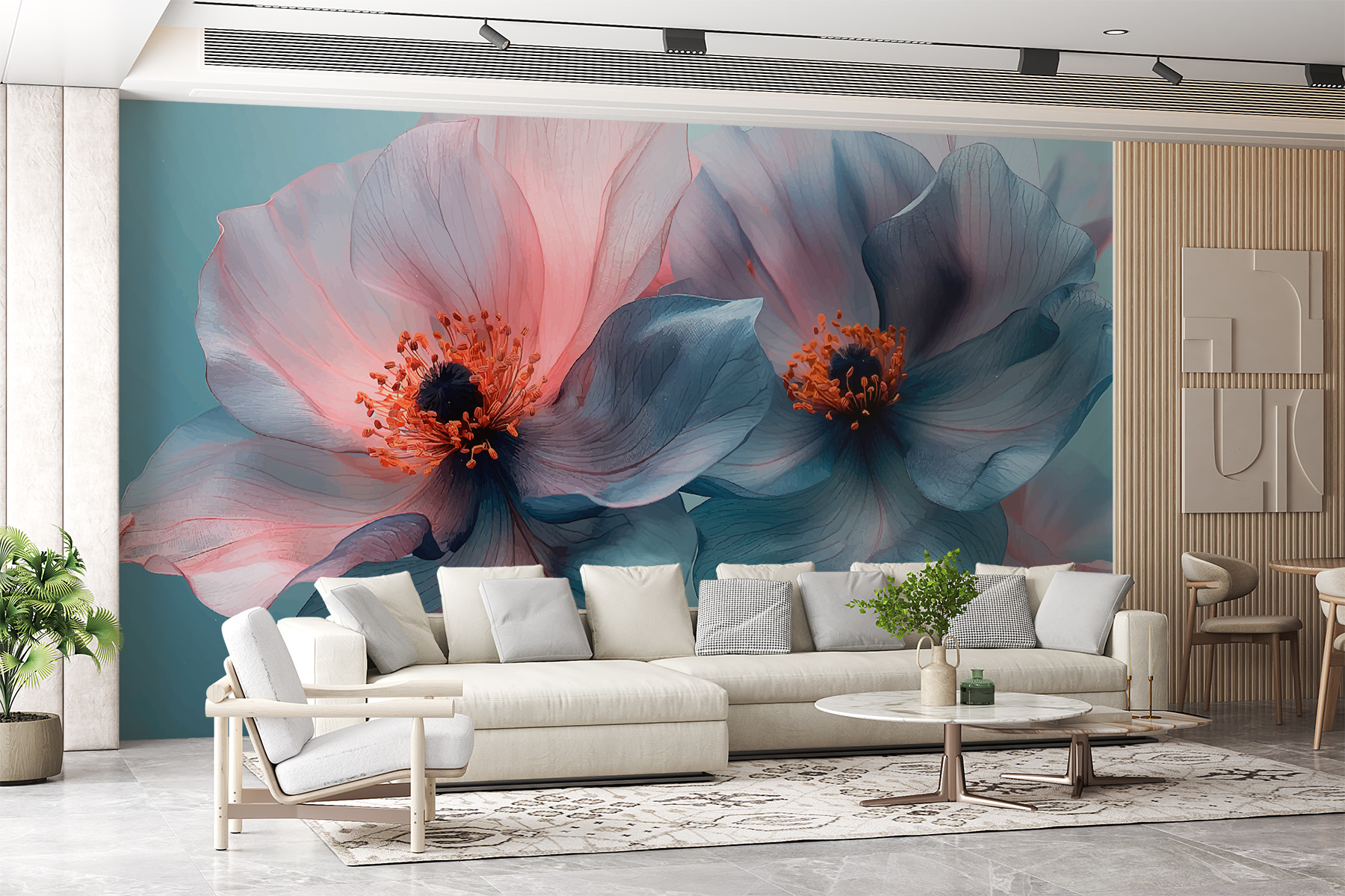 Wall Mural Photo Wallpaper Two big magnolias,blue colour,flowers Nr ...