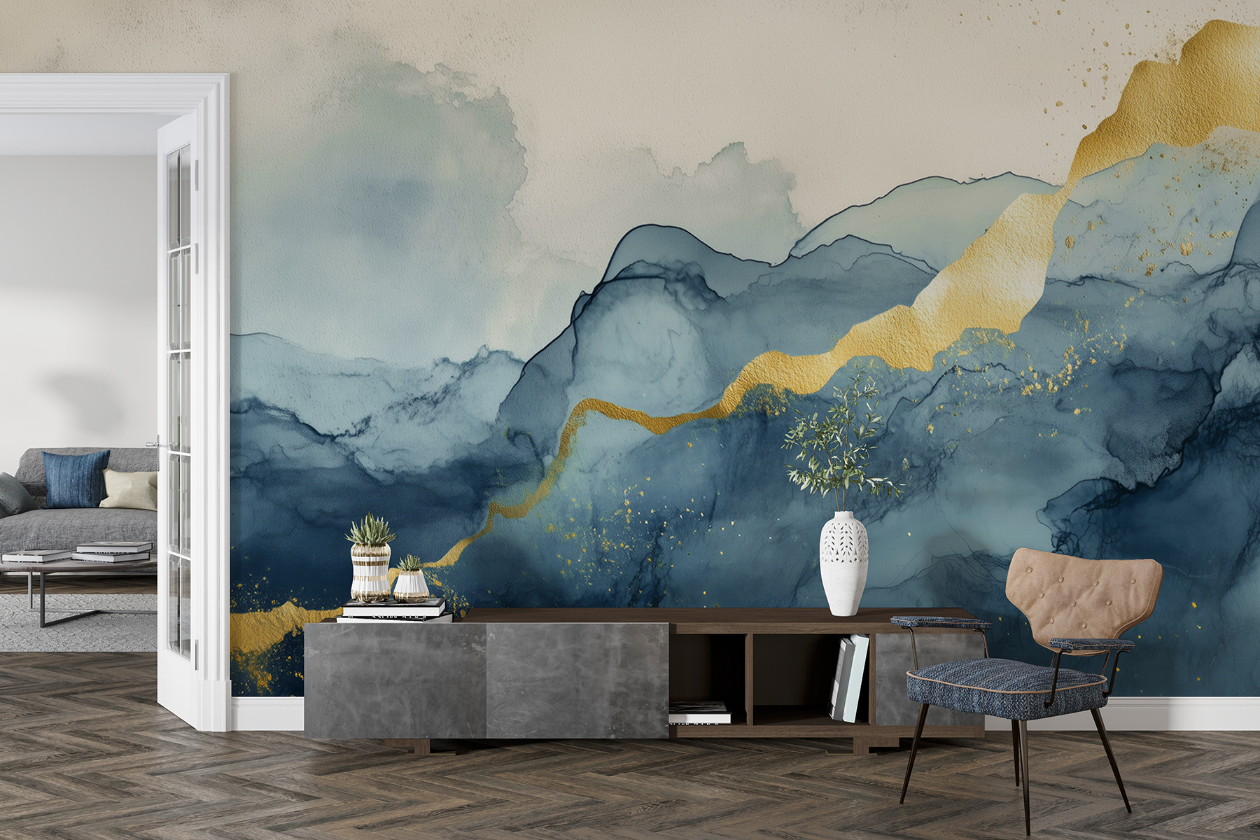 Wall Mural Photo Wallpaper Vintage emerald watercolor composition Nr ...