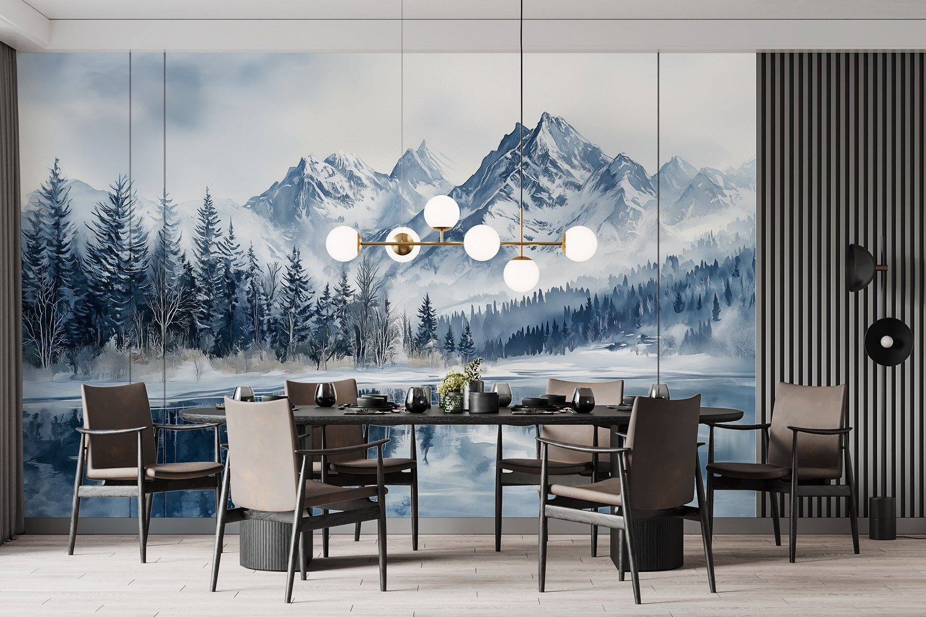 Wall Mural Peel and Stick Wallpaper The Alps in snow, winter forest ...