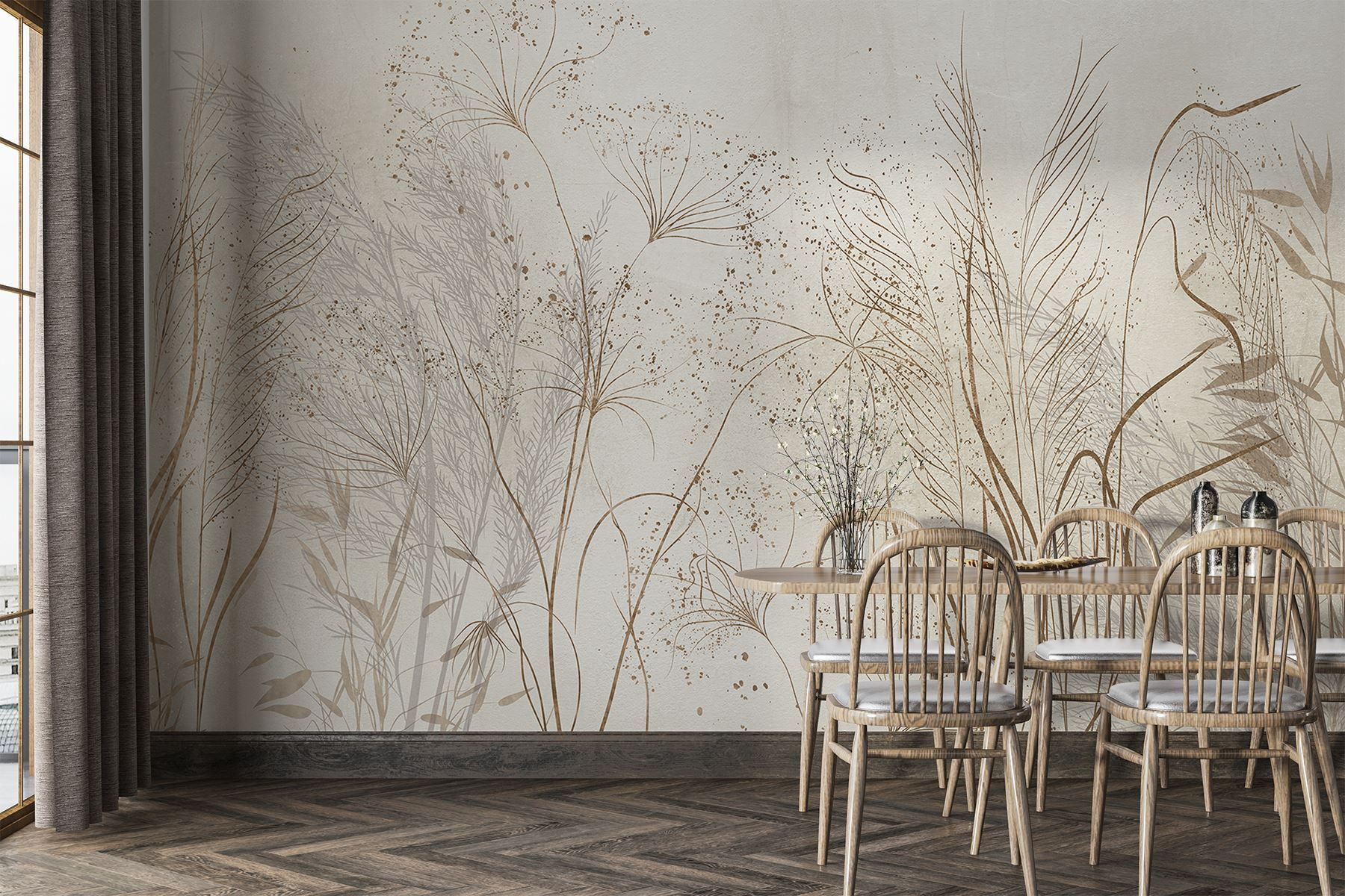 Wall Mural Photo Wallpaper A monochrome illustration of various beige ...