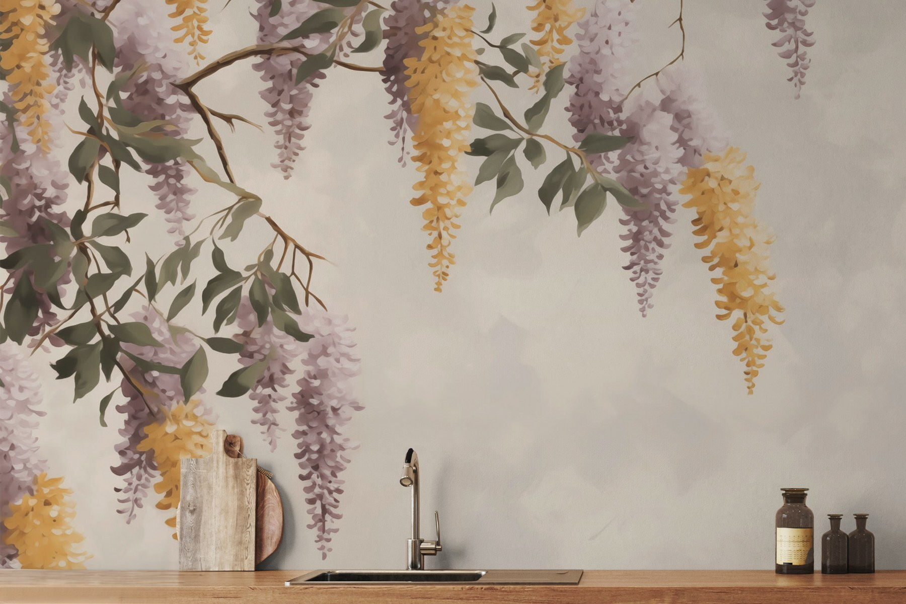 Wall Mural Peel and Stick Wallpaper Branches with acacia imitation ...