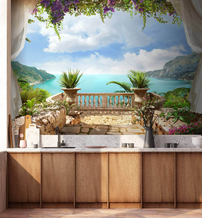 Wall Mural Photo Wallpaper Veranda, overlooking the bay Nr. u68055 | Uwalls