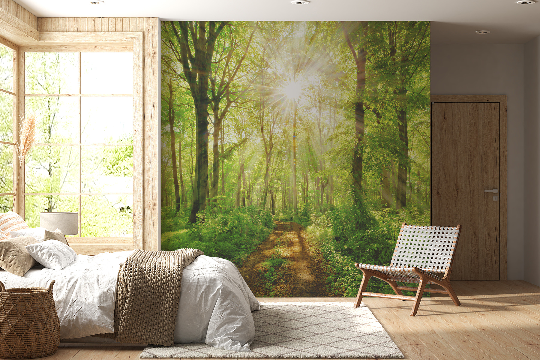 Wall Mural Photo Wallpaper Path in the sunny forest Nr. u22252 | Uwalls