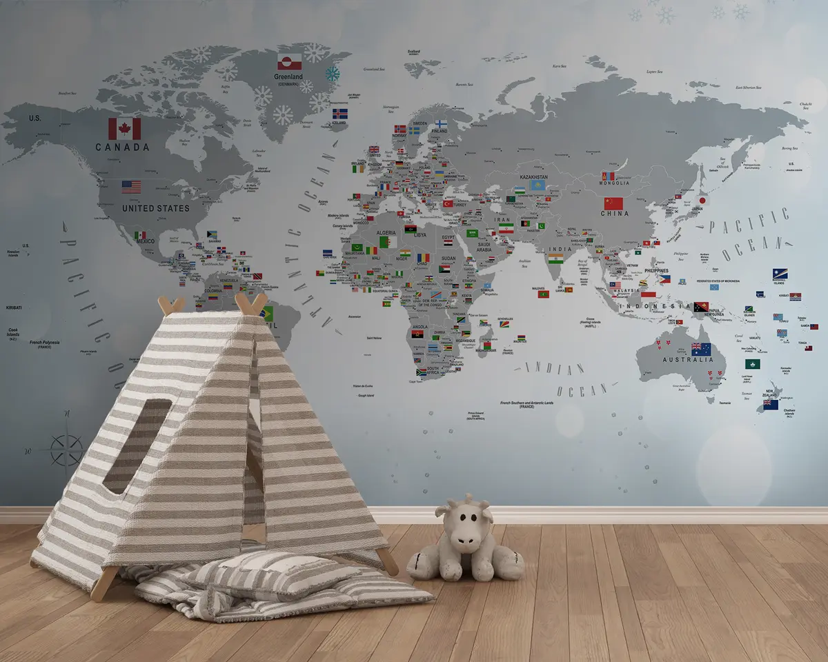 Wall murals World map with flags nr. u72599 - ca.uwalls.com