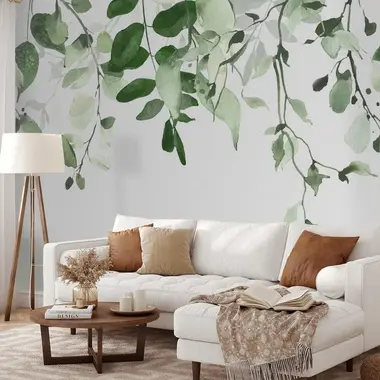 Wall Mural Photo Wallpaper Watercolor leaves and branches Nr. u72397 ...