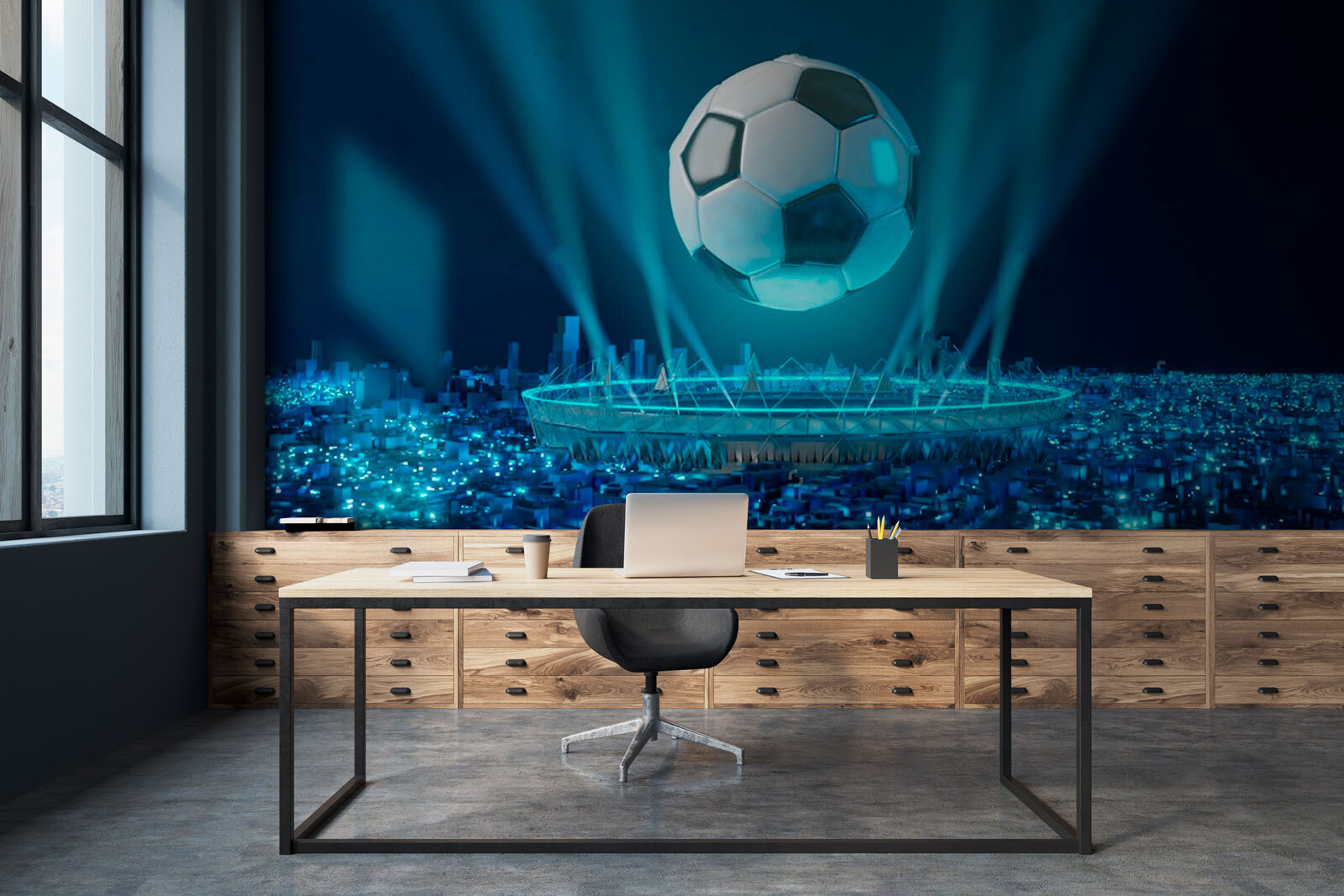 Wall mural Ball against the background of the stadium | Uwalls.com
