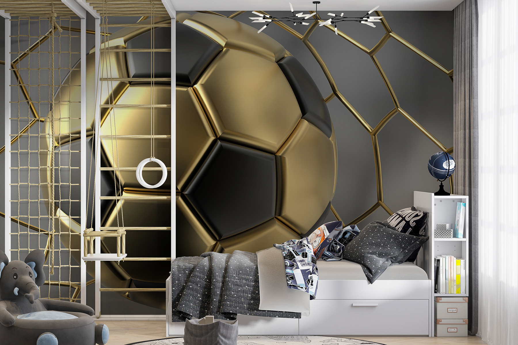 Wall Mural Photo Wallpaper A soccer ball in the goal Nr. u73011 | Uwalls