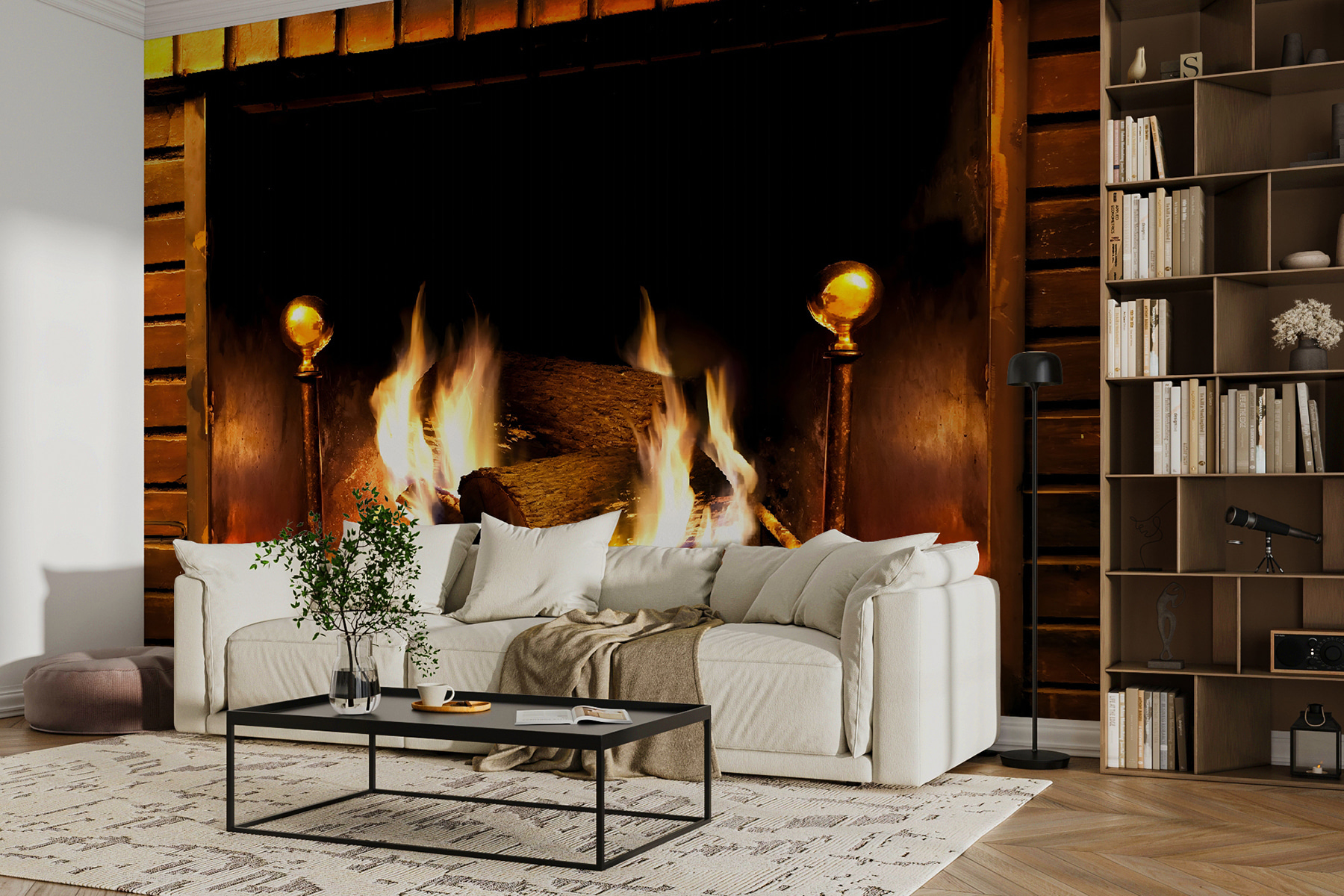 Wall mural Burning fireplace | Uwalls.com