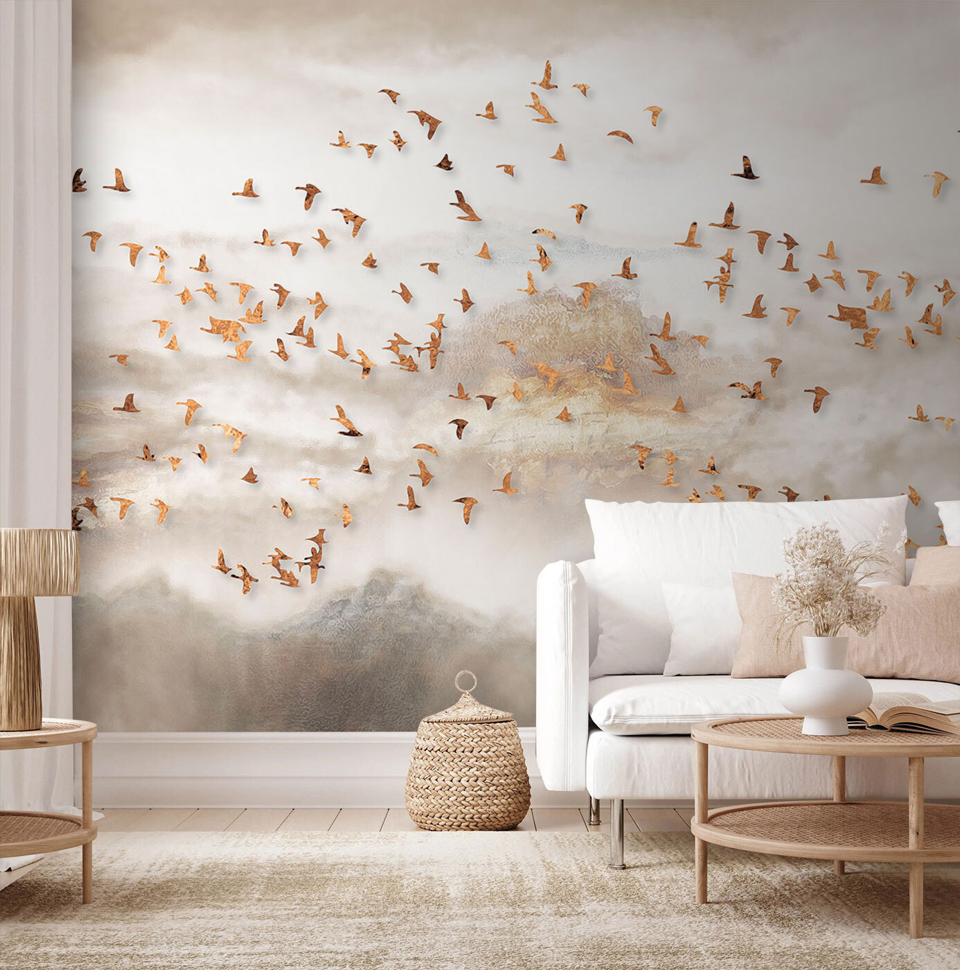 Wall Mural Photo Wallpaper 3D Flock of birds in the mountains Nr ...