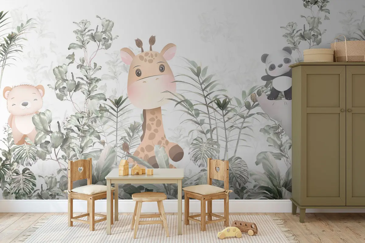 Wall Mural Photo Wallpaper Cute animals among trees Nr. u78591 | Uwalls.com