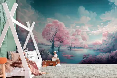 Wall mural Fantastic landscape in pastel colors | Uwalls.com