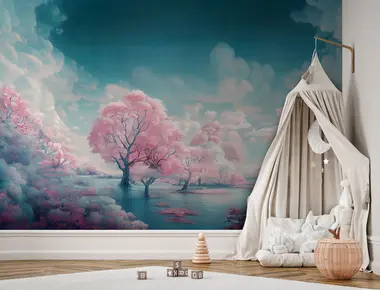 Wall mural Fantastic landscape in pastel colors | Uwalls.com