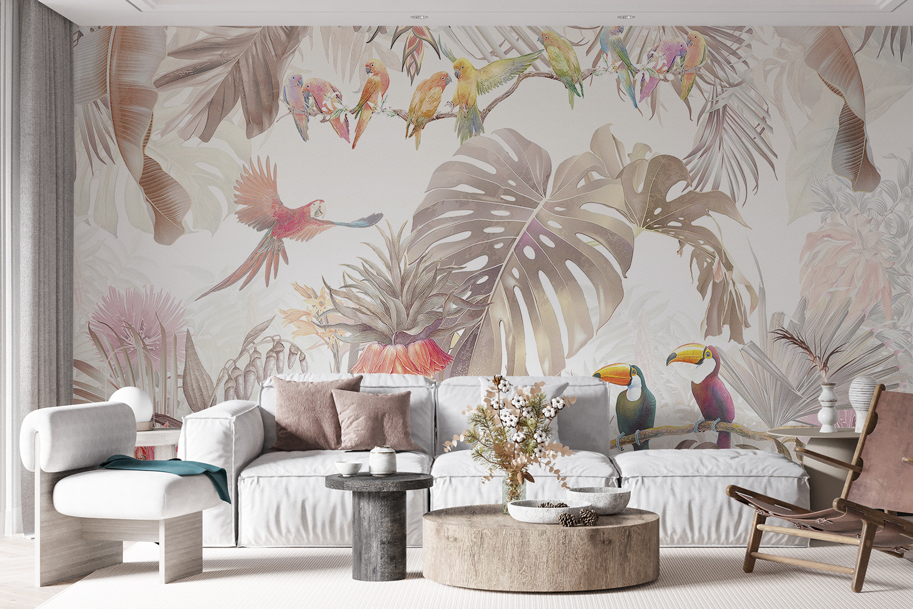 Wall Mural Photo Wallpaper Bright birds and parrots in the tropics Nr ...