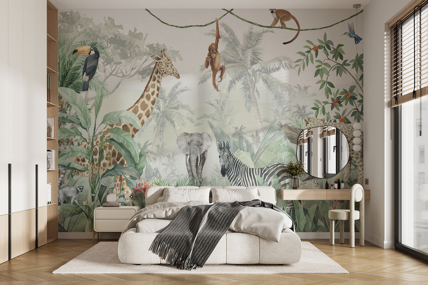 Wall Mural Photo Wallpaper Panorama of jungle with animals Nr. u74709 ...