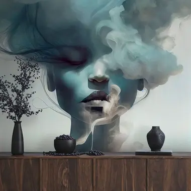 Wall Mural Photo Wallpaper 3D Woman from smoke and fog Nr. u74762 ...