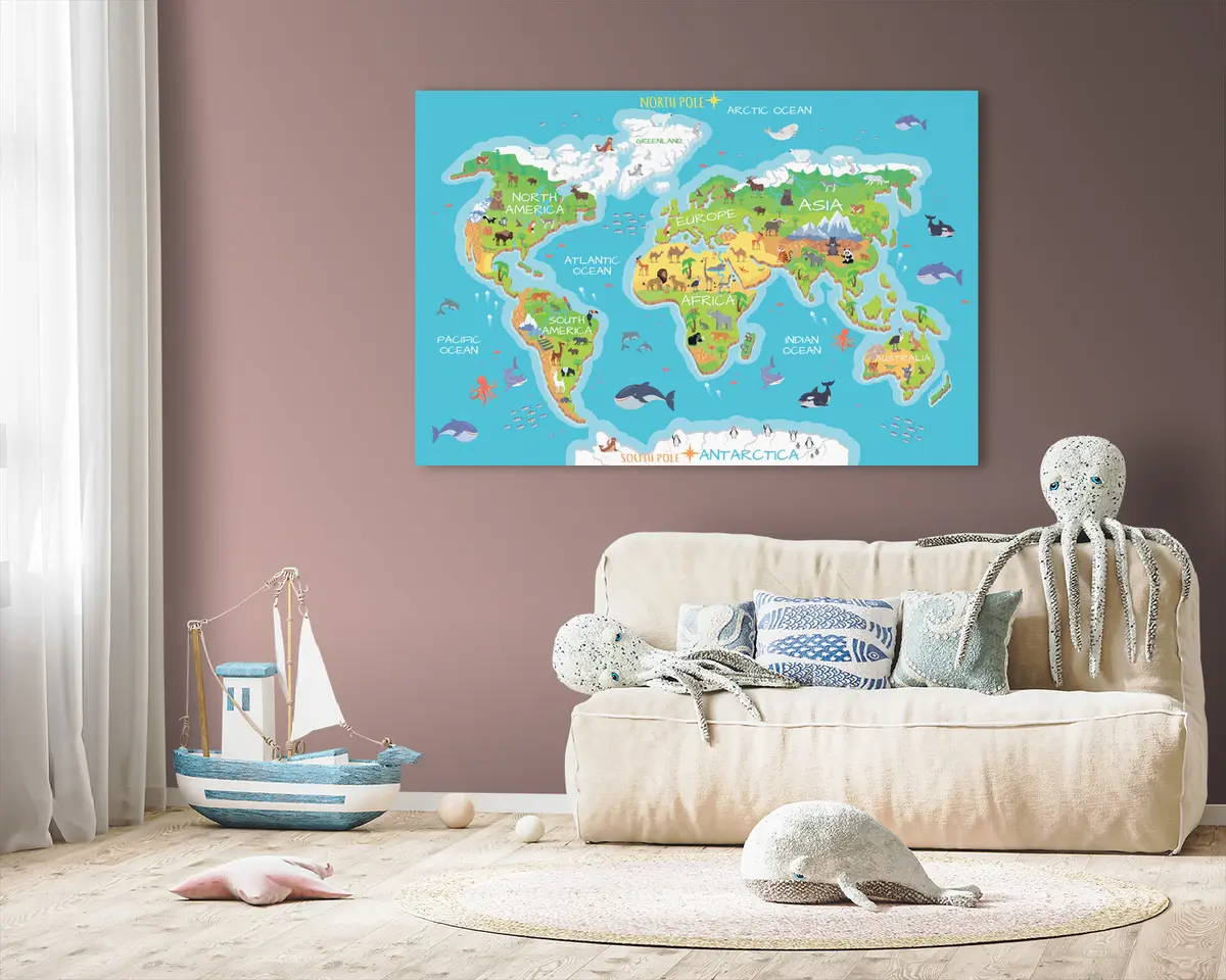 Wall mural Ecoregion, world and map | Uwalls.com