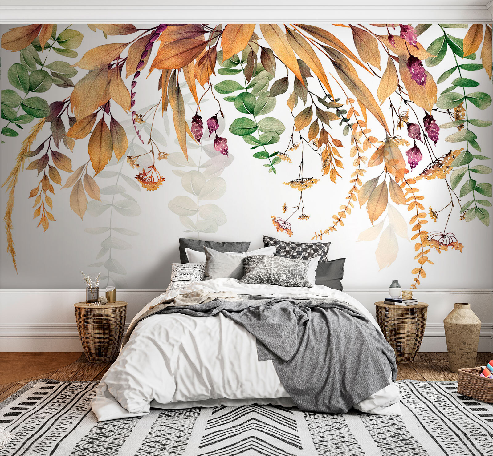 Wall Mural Photo Wallpaper Floral frame with autumn leaves Nr. u94198 ...