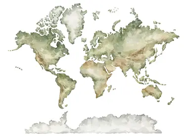 Wall mural World map in watercolor | Uwalls.com