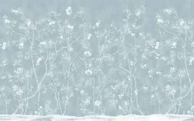 Wall mural Fragile white trees in the style of chinoiserie are a new ...
