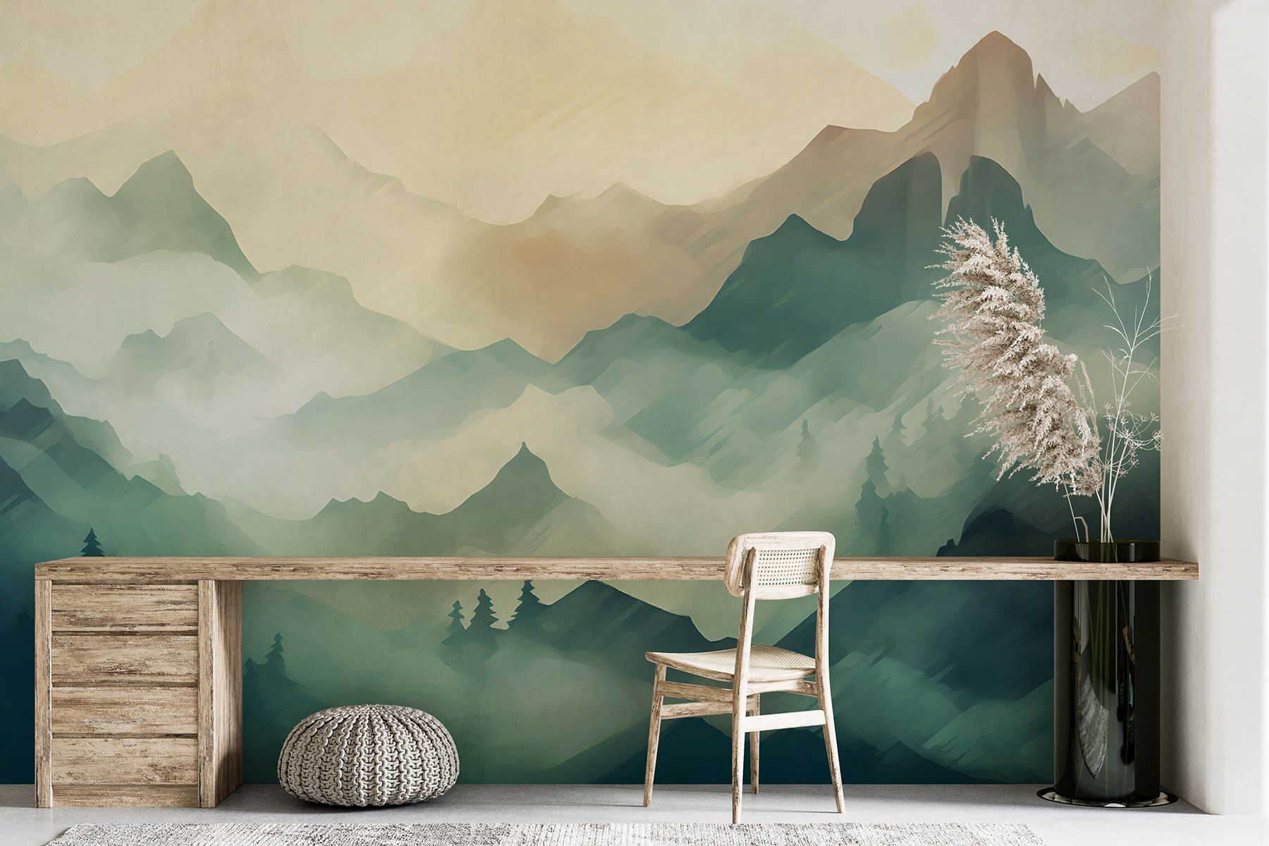 Wall Mural Photo Wallpaper Mountains in the foggy forest Nr. u95994 ...