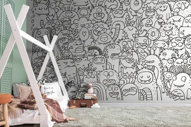 Wall Mural Photo Wallpaper Wallpaper coloring Children's funny monsters ...