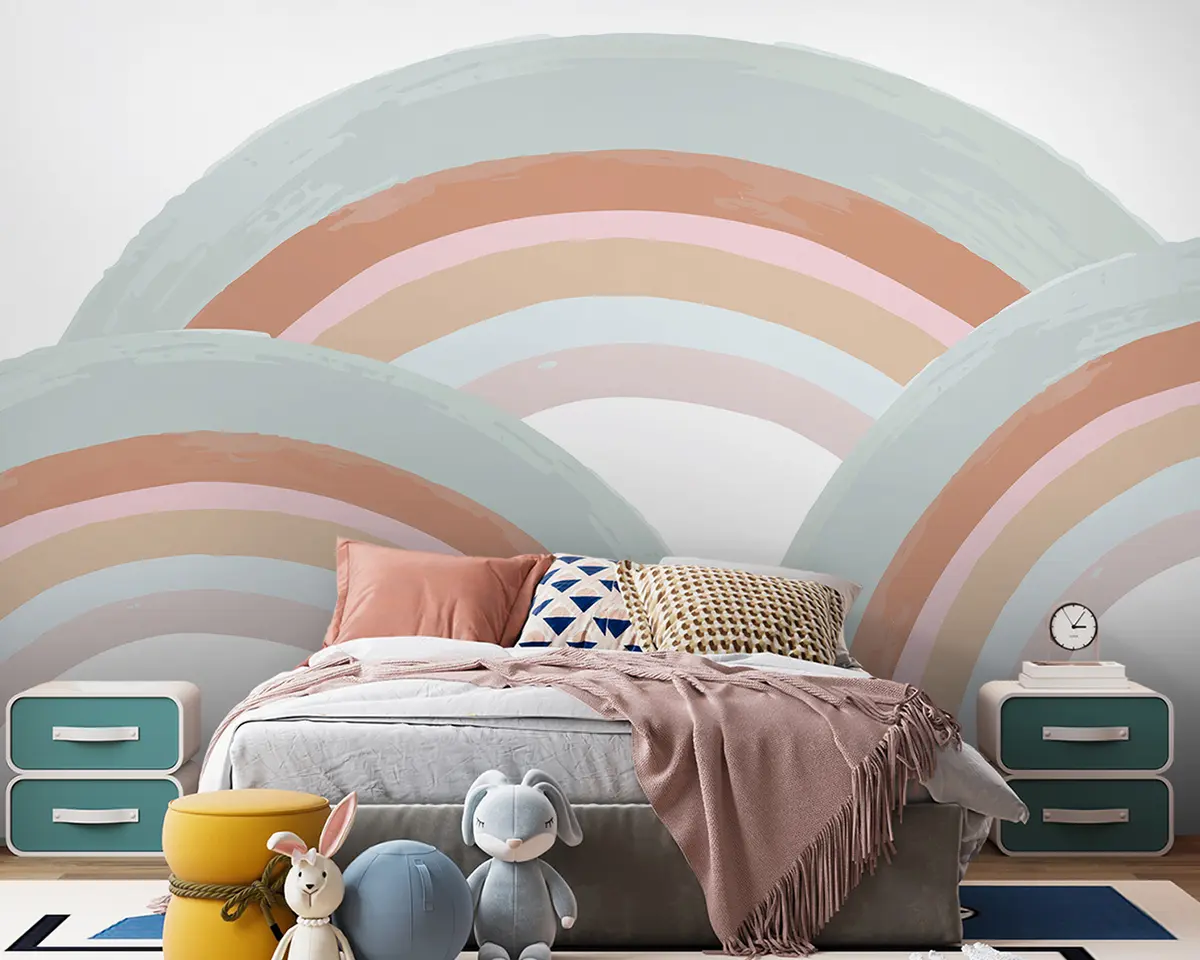 Wall mural Painted pastel rainbow | Uwalls.com