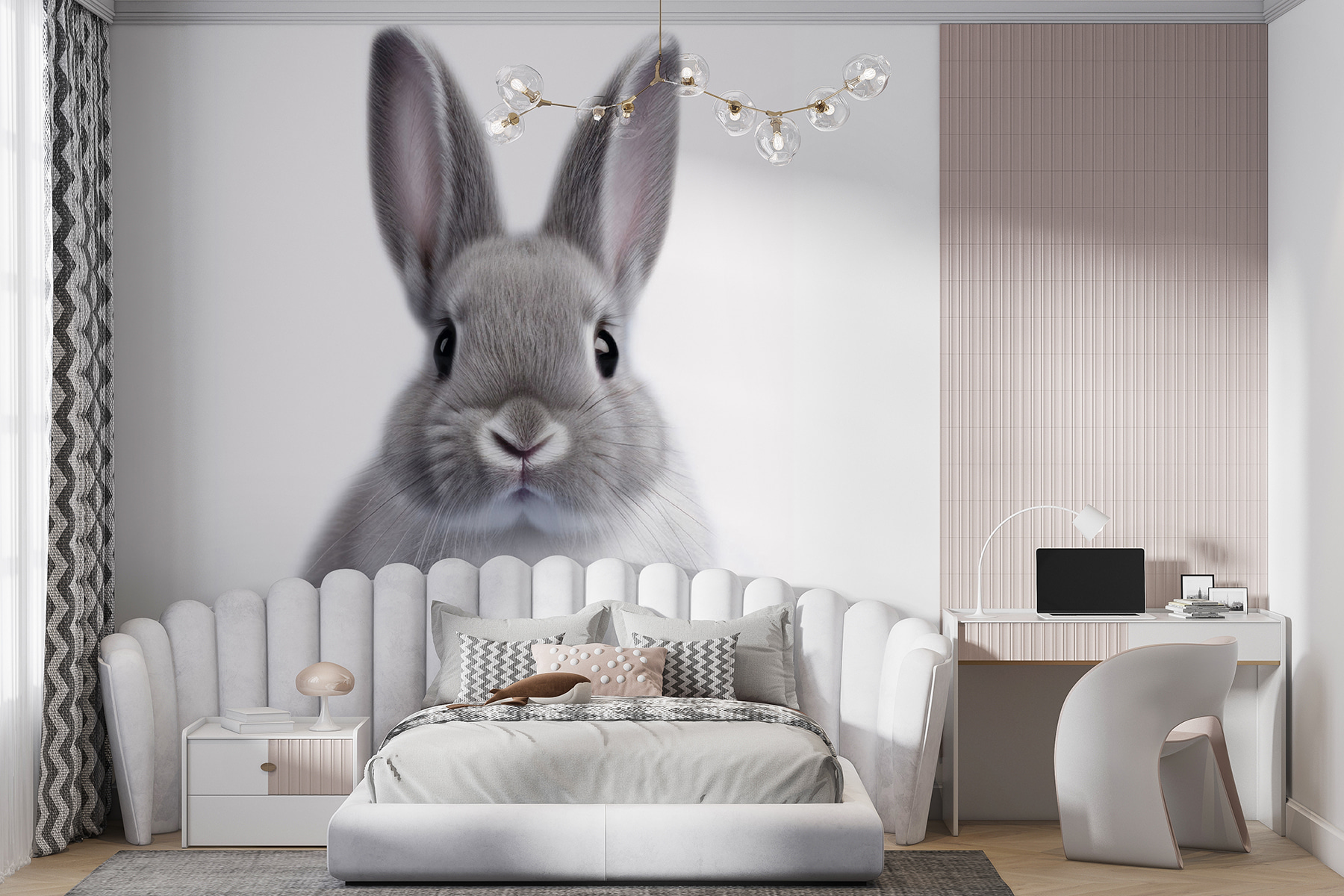 Wall Mural Photo Wallpaper Cute gray bunny Nr. u97034 | Uwalls