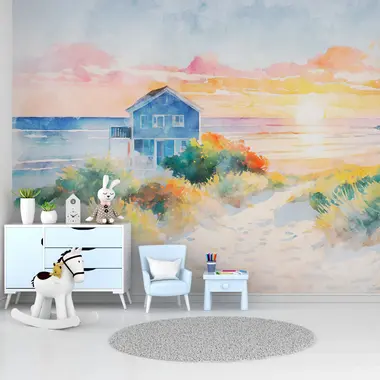 Wall Mural Photo Wallpaper Beach house in watercolor Nr. u97316 ...