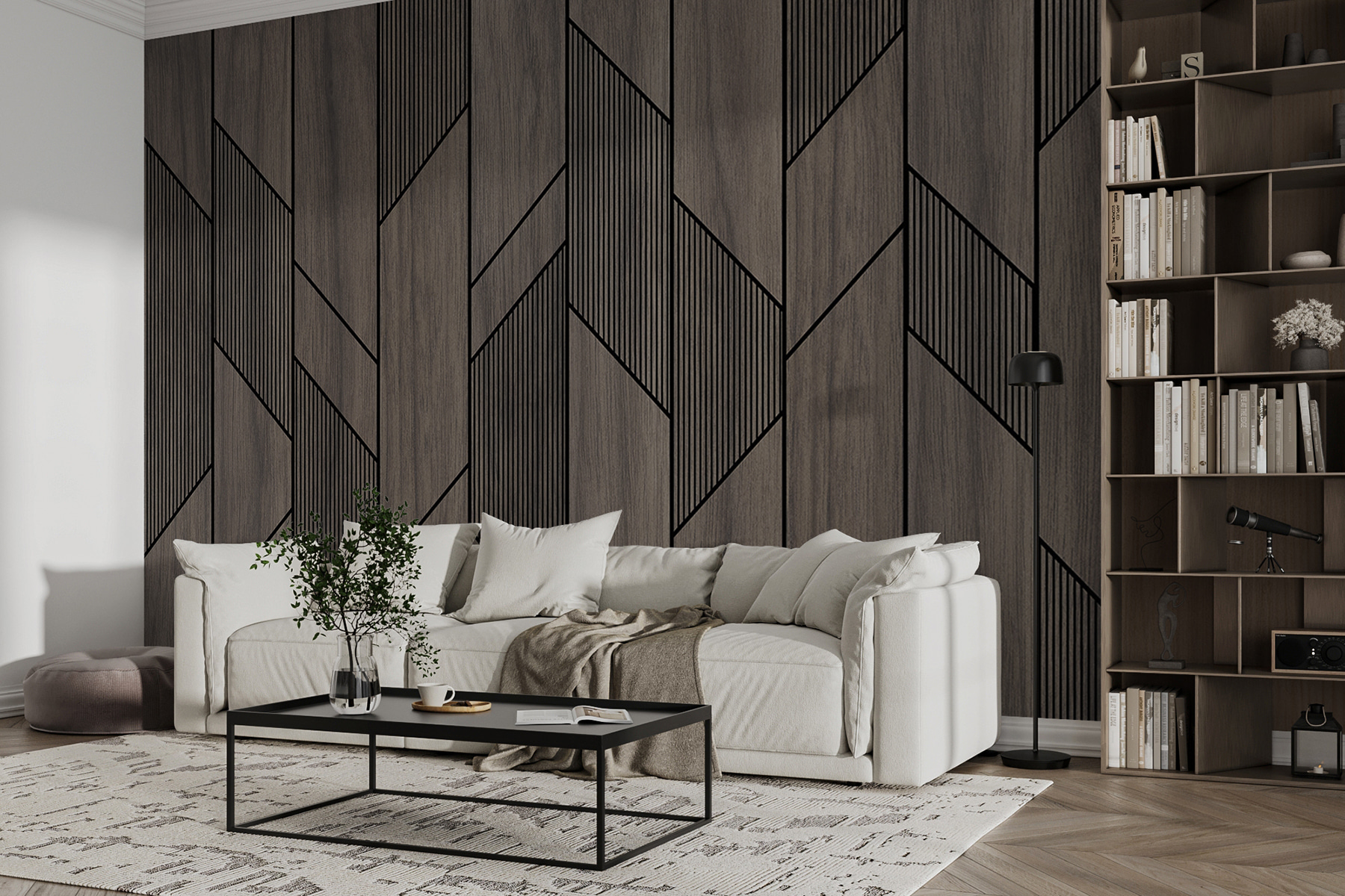 Wall Mural Photo Wallpaper Geometric panels with wood texture Nr ...