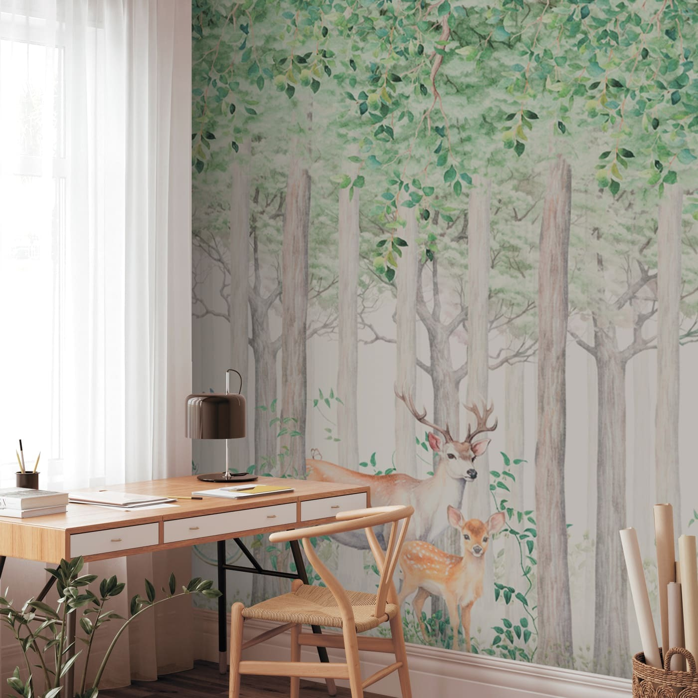 Wall Mural Photo Wallpaper Magic forest and animals Nr. u97629v2 | Uwalls