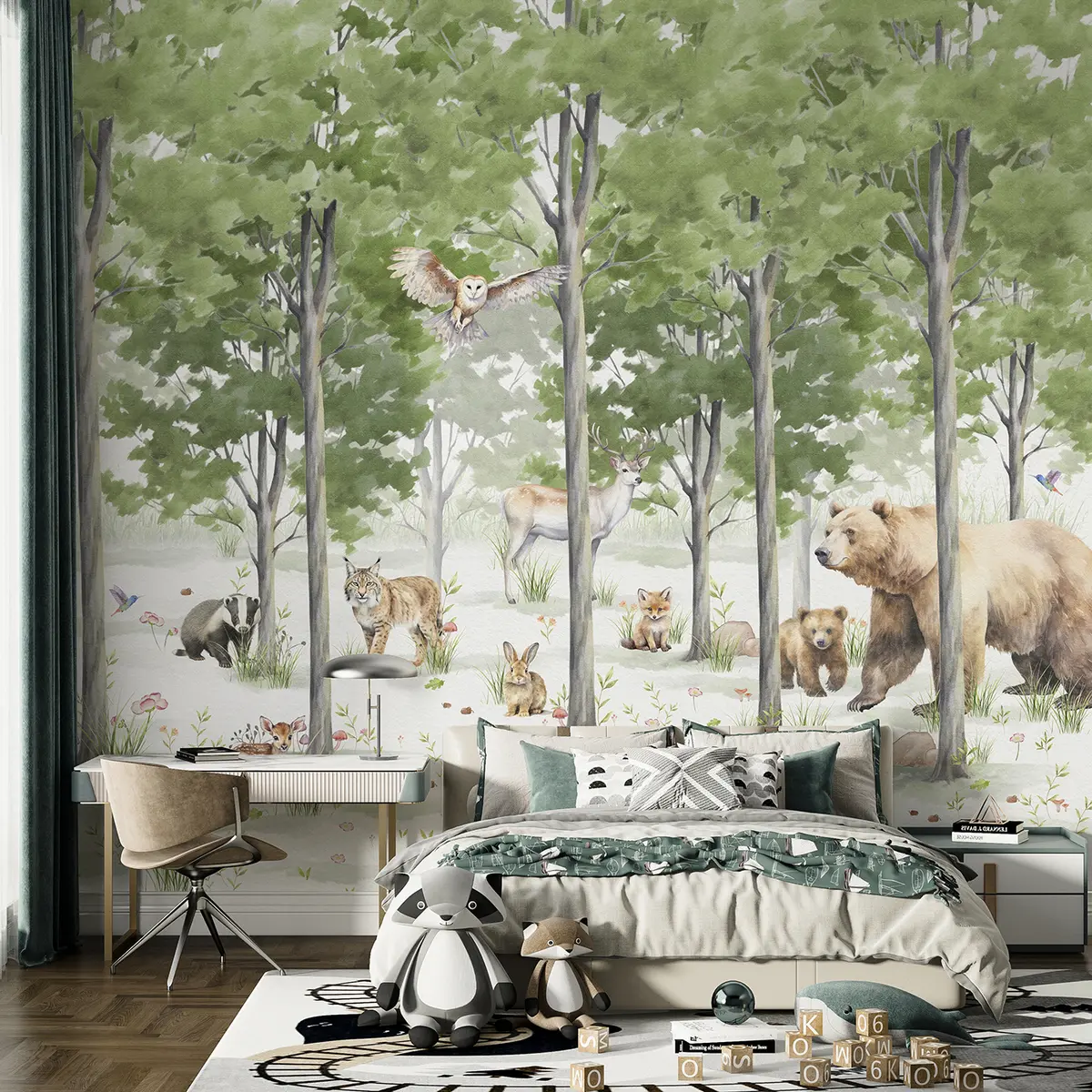 Wall Mural Photo Wallpaper Forest with animals Nr. u97741 | Uwalls.com