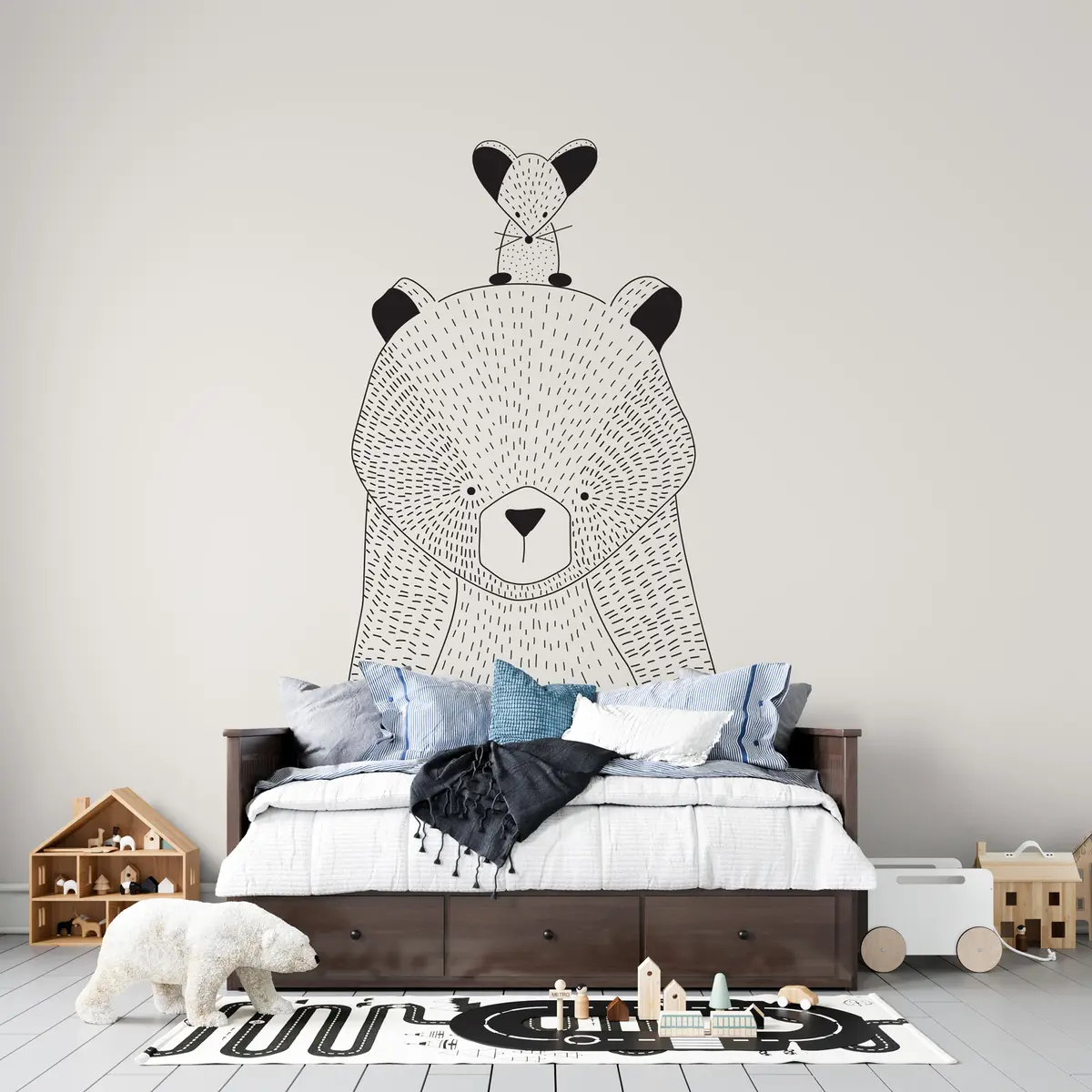 Wall Mural Photo Wallpaper A teddy bear with a mouse Nr. u98483 | Uwalls